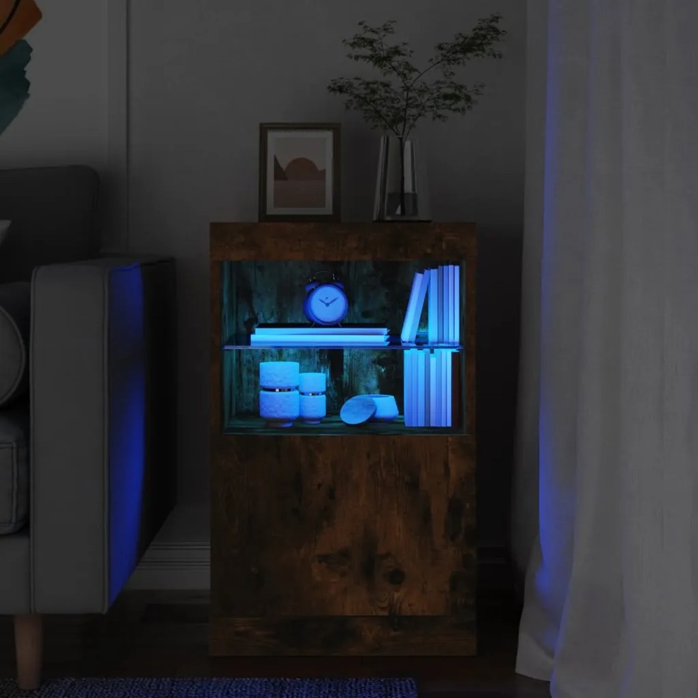 Příborník s LED osvětlením kouřový dub 41 x 37 x 67 cm