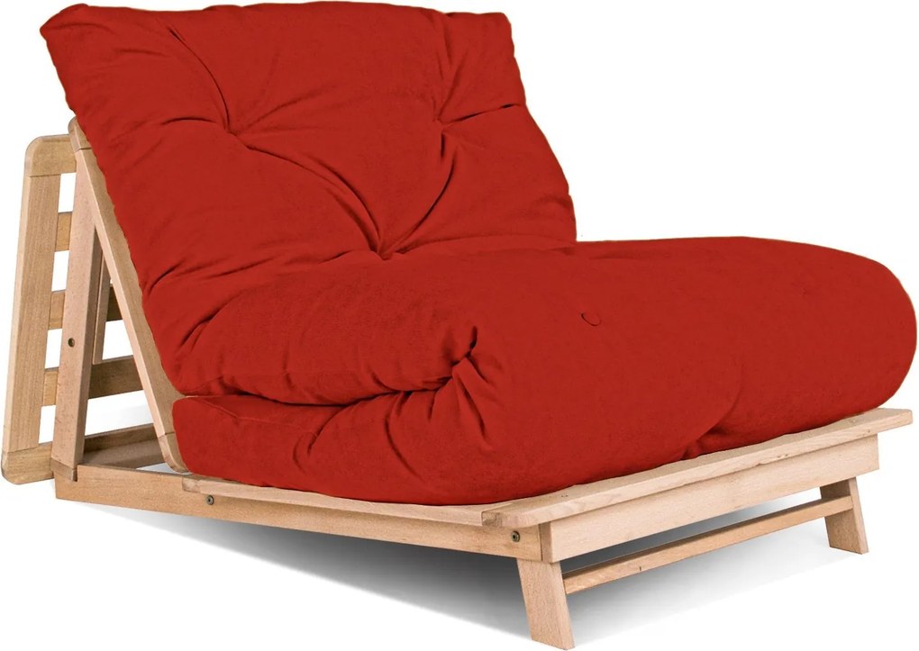 Marior Home Rozkládací futonové křeslo / pohovka Layti - 90 cm / Červená / Surový buk