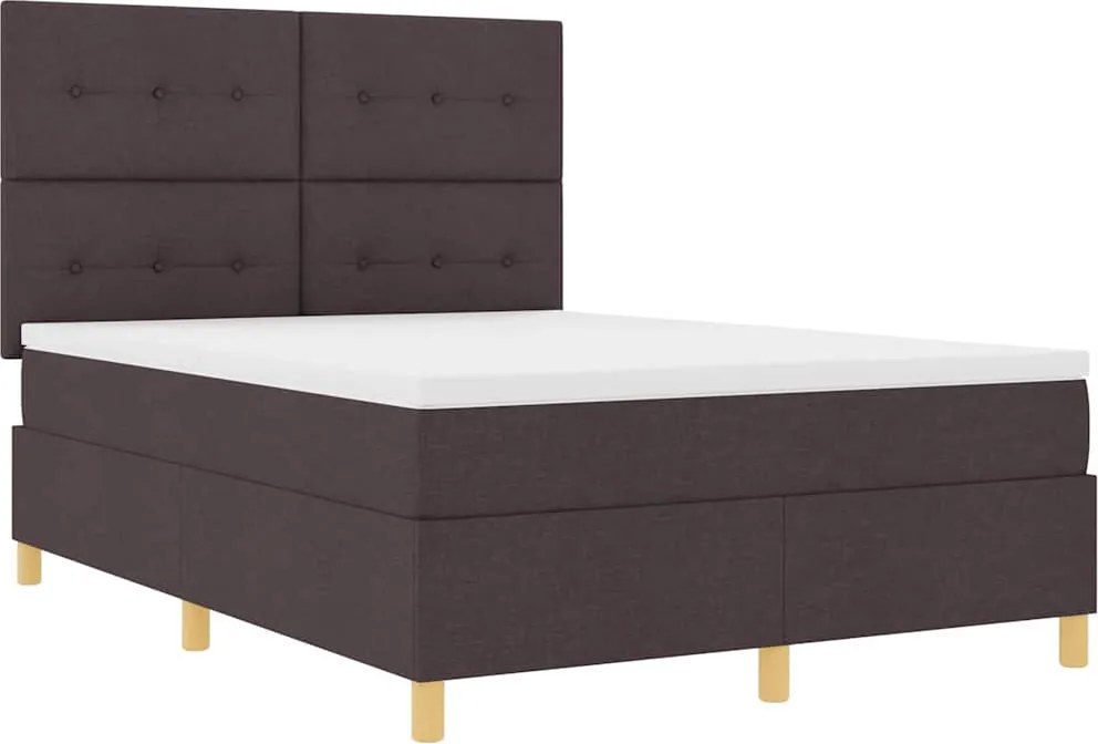 Postel s boxspringem s čelo Tmavě hnědá 140 x 200 cm textil 3339626