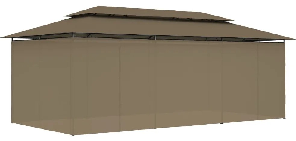 vidaXL Marketos Altán se závěsy 600 x 298 x 270 cm taupe 180 g/m²
