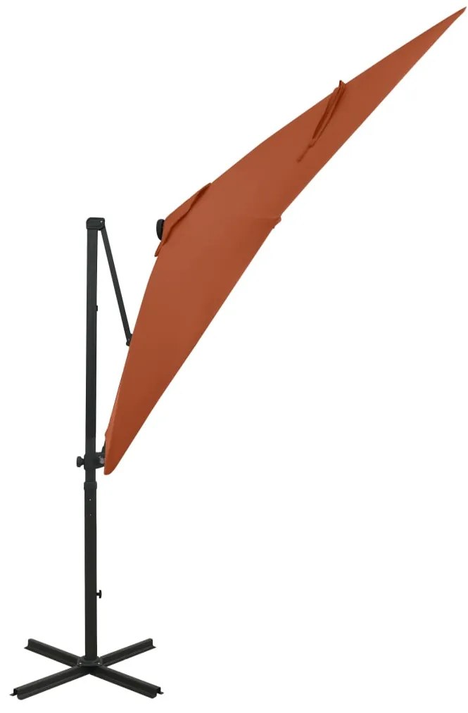 312327 vidaXL Konzolový slunečník s tyčí a LED světly terakota 250 cm