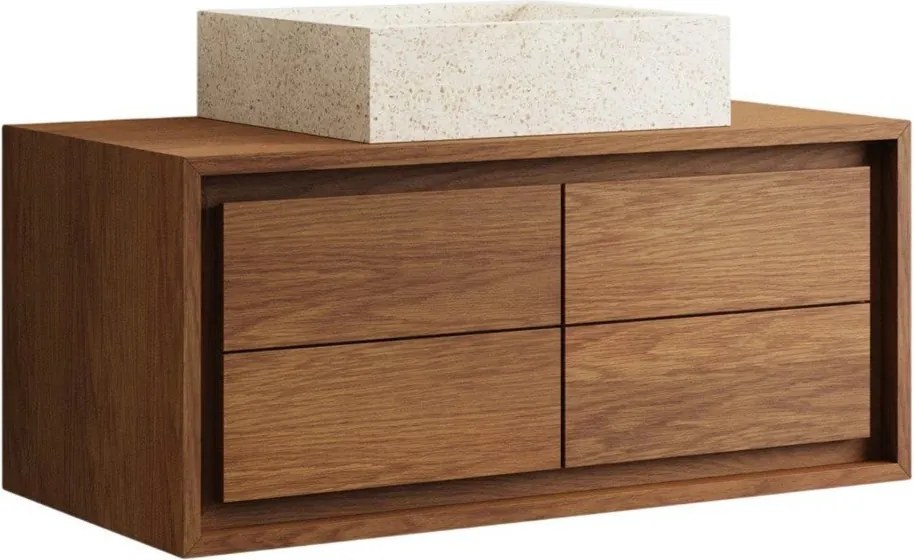 Hnědá závěsná skříňka pod umyvadlo z teakového dřeva 90x40 cm Kenta – Kave Home