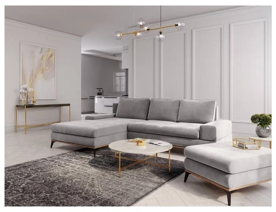 Světle šedá rozkládací rohová pohovka Windsor &amp; Co Sofas Planet, levý roh