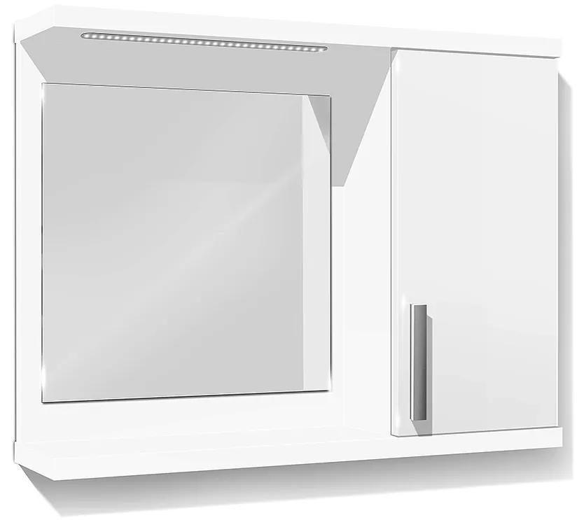 Nabytekmorava Koupelnová skříňka se zrcadlem K10 pravá barva skříňky: bílá 113, barva dvířek: bílý lesk