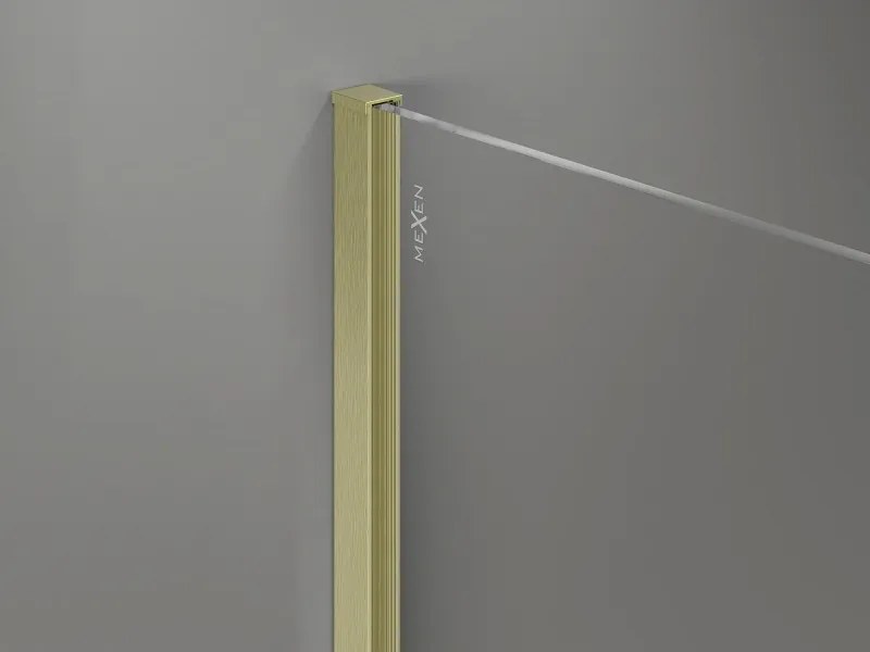 Mexen Kioto-X, sprchová zástěna 120 x 200 cm, 10mm šedé sklo, zlatý matný profil, 800-120-101-55-40-X