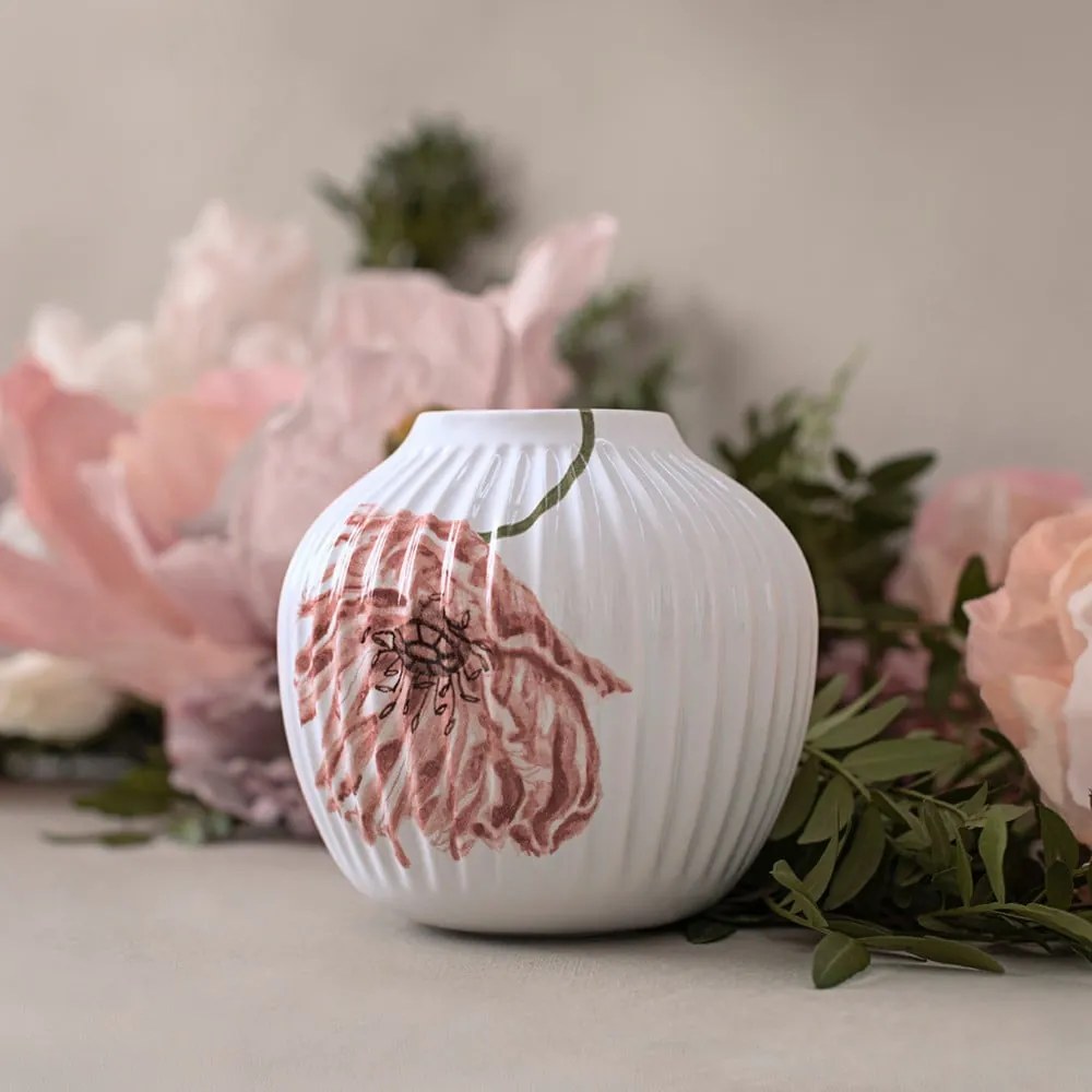 Bílá porcelánová váza Kähler Design Poppy, výška 13 cm