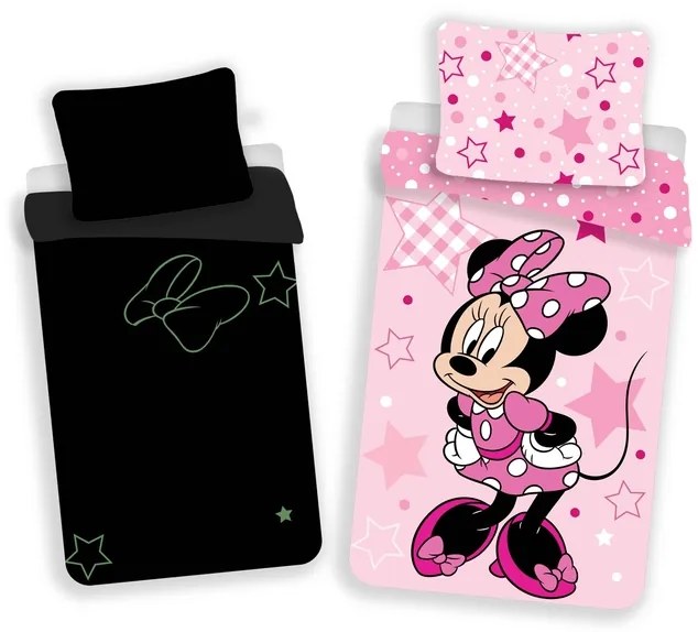 Jerry Fabrics povlečení bavlna Minnie 02 svítící efekt 140x200+70x90 cm