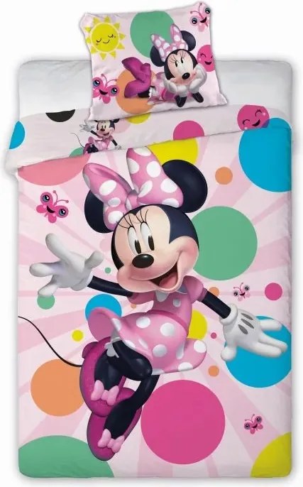 FARO Bavlněné povlečení - Minnie motýlci - 140 x 200 cm - Faro