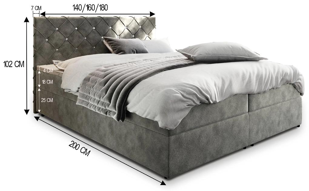 MSL Kontinentální čalouněná postel RIVOL (180 x 200 cm) Barva látky: MAGIC VELVET 2202