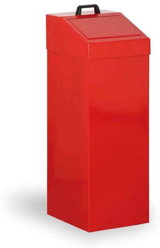 Kovový odpadkový koš na tříděný odpad, 100 l, červený
