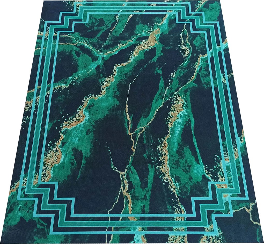 DY Zelený koberec s mramorovým vzorem Horeca-New 118 Rozměr: 60x100 cm