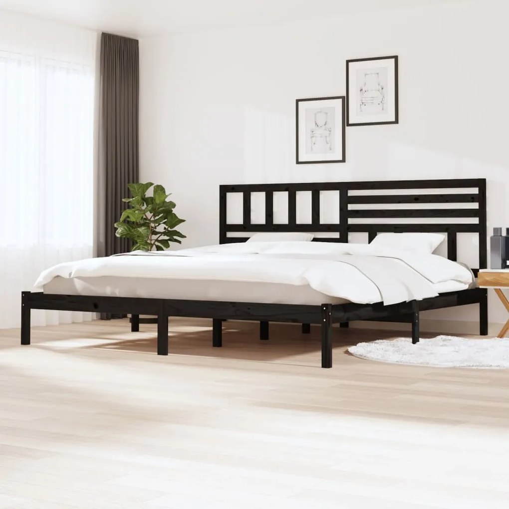 Rám postele černý masivní borovice 200 x 200 cm 3101047
