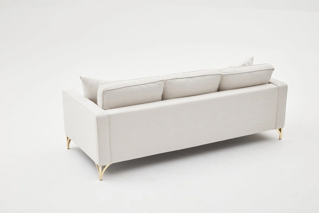 Hanah Home Třímístná pohovka BERLIN krémová se zlatou 222 cm 825BLC2797