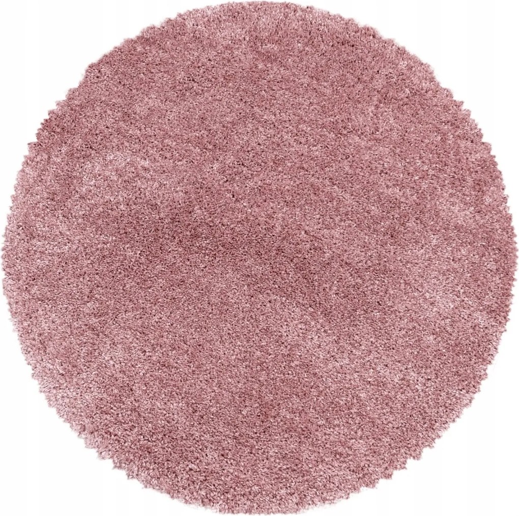 Ayyildiz, Kusový koberec Fluffy Shaggy 3500 rose kruh, 200x200 (průměr) kruh, růžová, ložnice