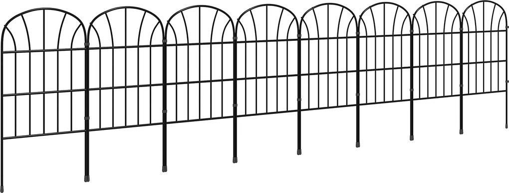 Outsunny Set 8 dekorativních zahradních plotů, černé kovové okraje s ornamenty - 264 x 61 cm černé | Aosom