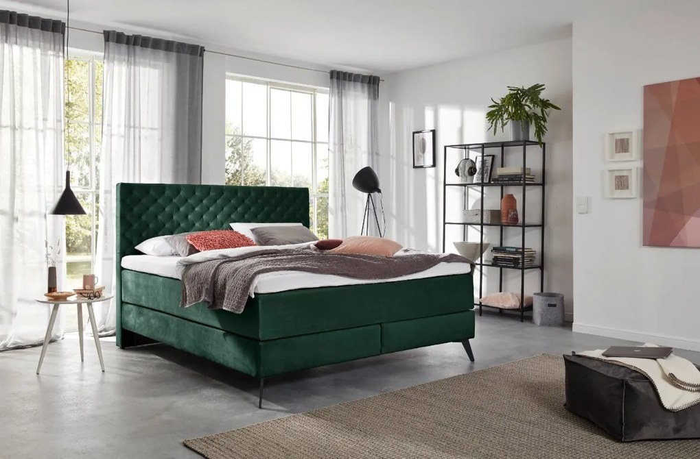 Boxspring postel oliver 180 x 200 zelená MUZZA