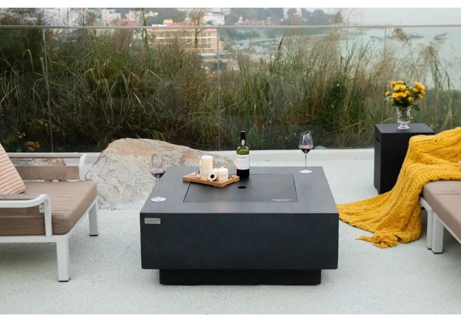Luxusní stůl s plynovým ohništěm - BERGEN - černý