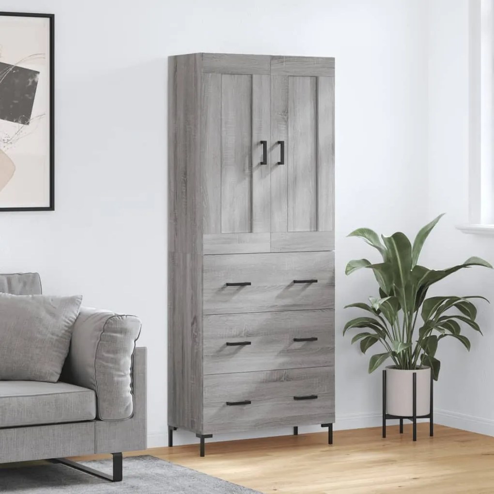 Skříň highboard šedá sonoma 69,5 x 34 x 180 cm kompozitní dřevo 3199751
