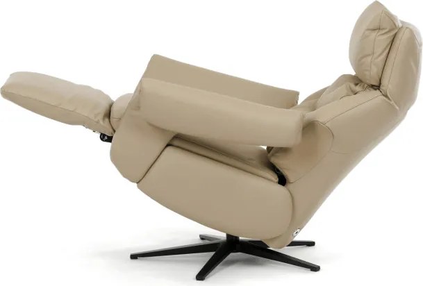Kožené polohovací křeslo krémové, elektrické TV-B3980 CRM3