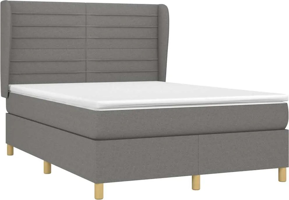 Box spring postel s matrací tmavě šedá 140x200 cm textil 3128606