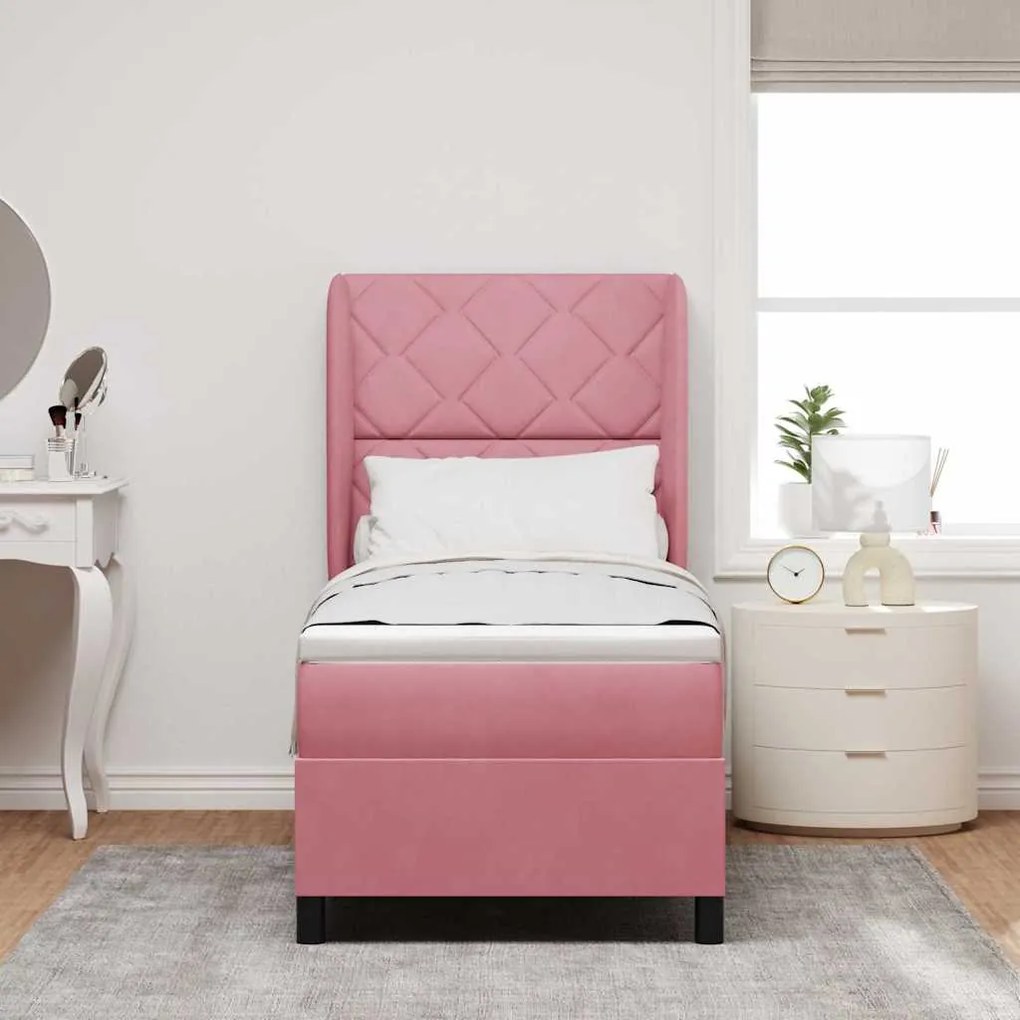 Postel s boxspringem s čelo Růžová 200 x 80 cm samet 3340957