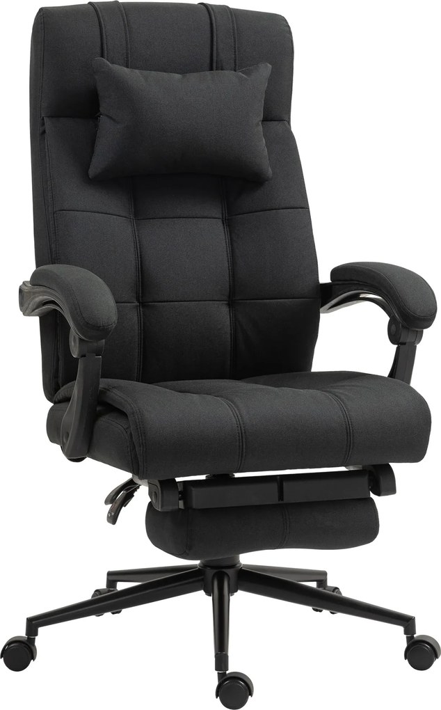 Ergonomická kancelářská židle Vinsetto s nastavitelným opěradlem, hlavovou opěrkou, opěrkami na ruce a výškově nastavitelná otočná židle s podnožkou -