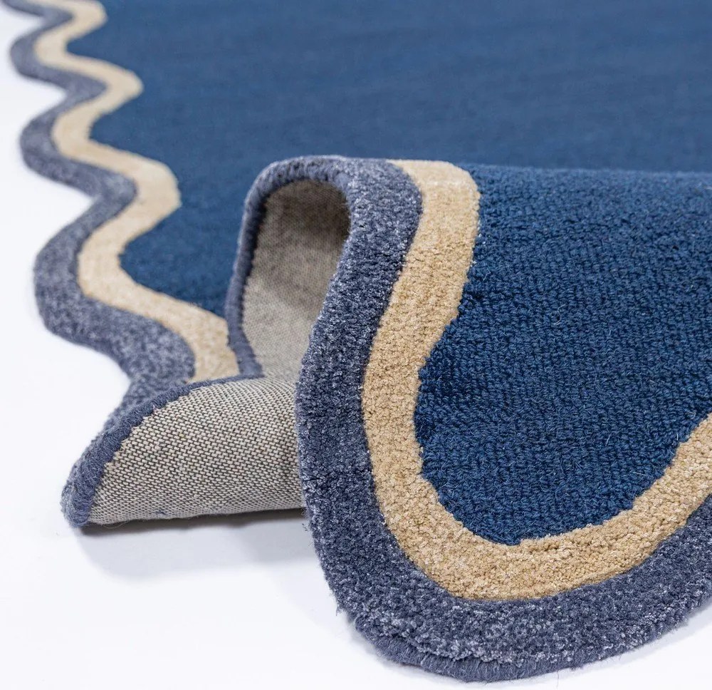 Tmavě modrý ručně tkaný koberec s příměsí vlny 200x290 cm Rivo Wool – Flair Rugs