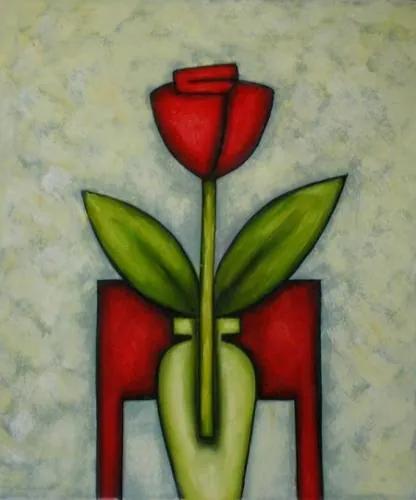 Červený květ - 60 x 50 cm