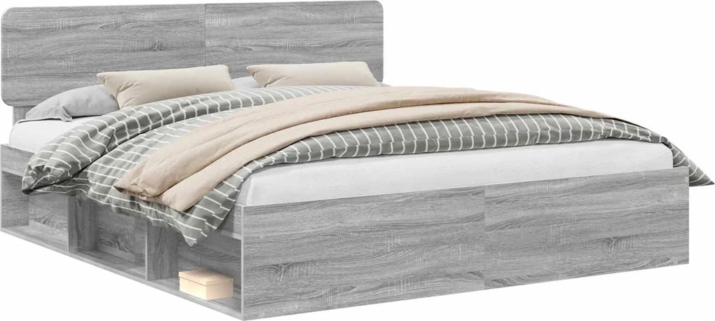 Rám postele Šedá Sonoma 200 x 200 cm Masivní borové dřevo 3412038