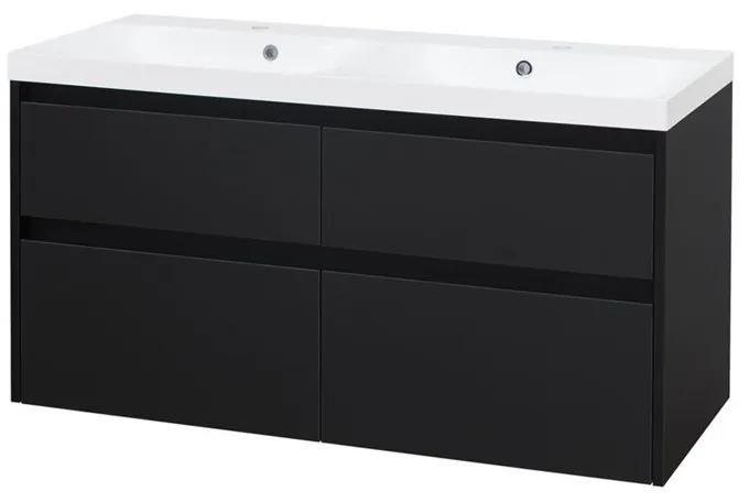 Mereo Opto, koupelnová skříňka s umyvadlem z litého mramoru 121 cm, černá - CN943M