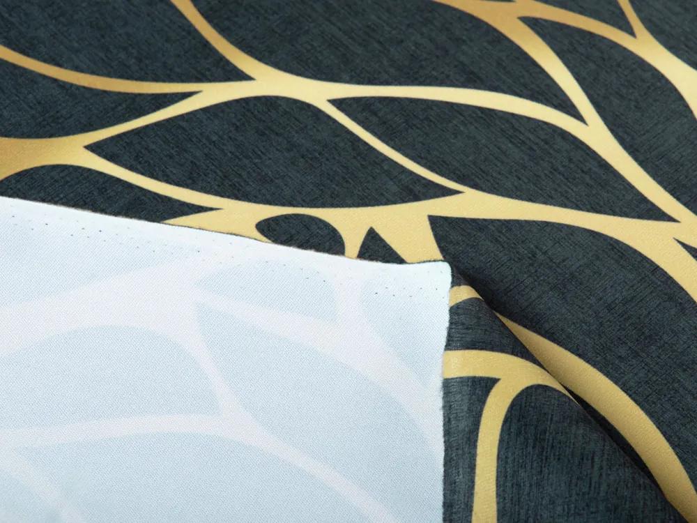 Biante Sametový běhoun na stůl Tamara TMR-003 Zlaté ornamenty na černozeleném 20x180 cm