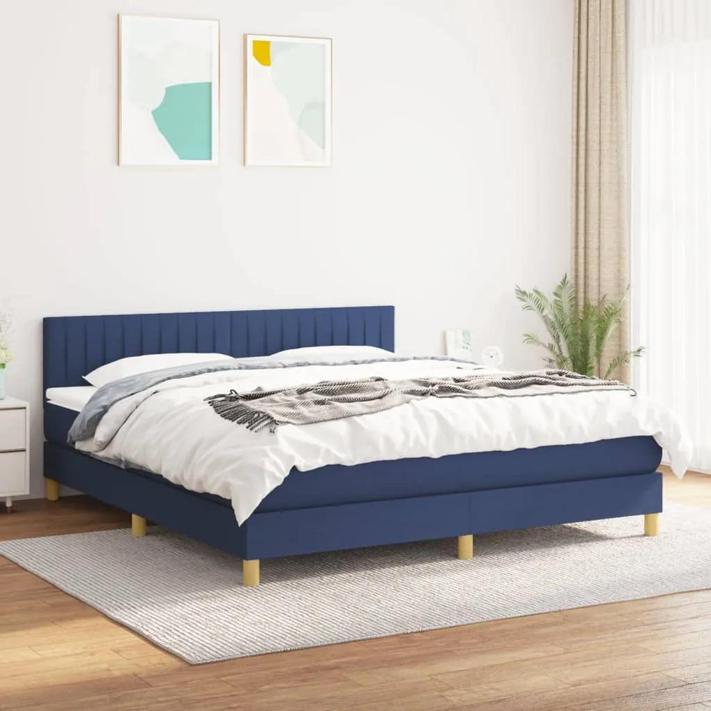 Box spring postel s matrací modrá 180x200 cm textil,  3140799
