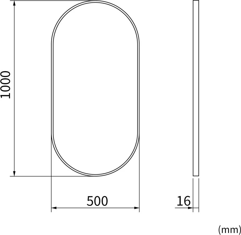Erga Oval, oválné zrcadlo 50x100cm, zlatý rám, ERG-V01-OVAL-5010-GD