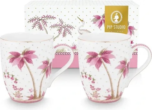 Pip Studio Jolie Dots Gold sada 2 ks hrnků 350ml, růžová (sada 2 hrnků 350ml z tenkostěnného porcelánu v dárkovém balení)