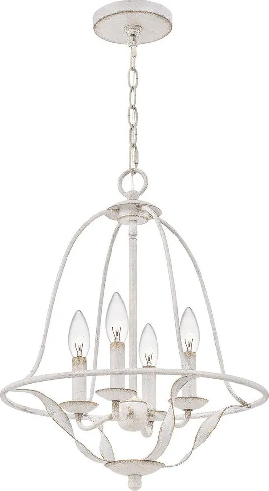 Elstead BRADBURY kovový Farmhouse lustr 40 cm bílý 4xE14