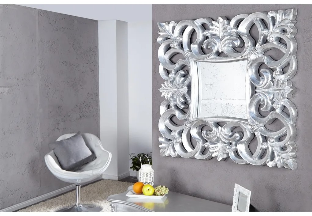 Inviro Nástěnné zrcadlo VENICE 75cm stříbrné - starožitné