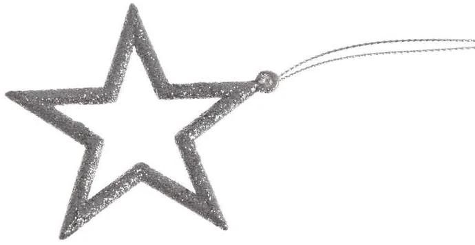 hvězda 12 cm, stříbrný glitter