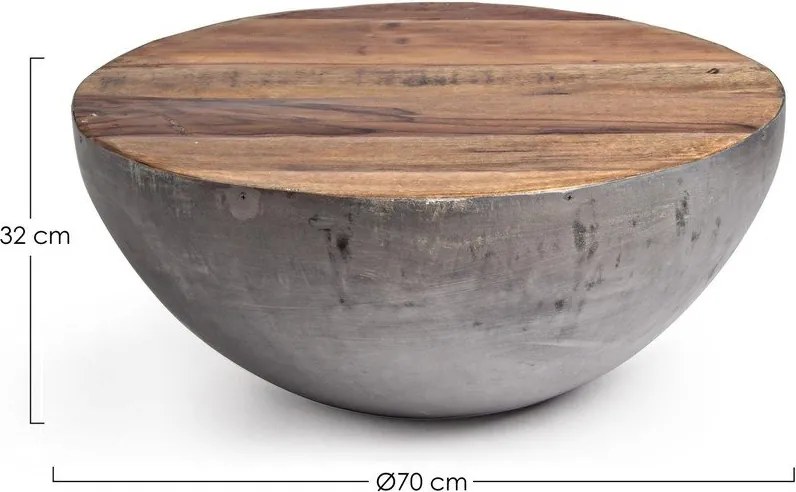 Šedý/v přírodní barvě kovový kulatý konferenční stolek ø 70 cm Lancaster – Bizzotto