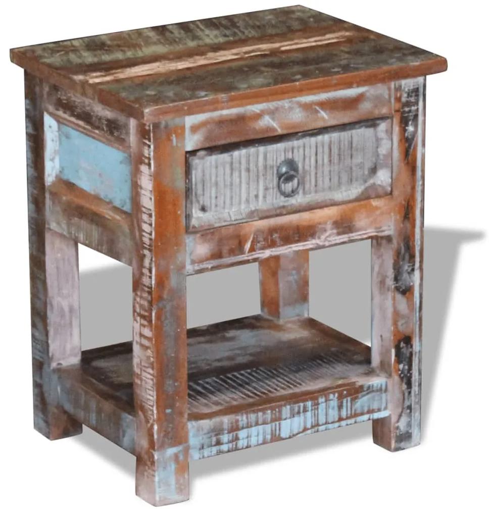 243456 vidaXL Odkládací stolek s 1 zásuvkou, masivní recyklované dřevo 43x33x51 cm