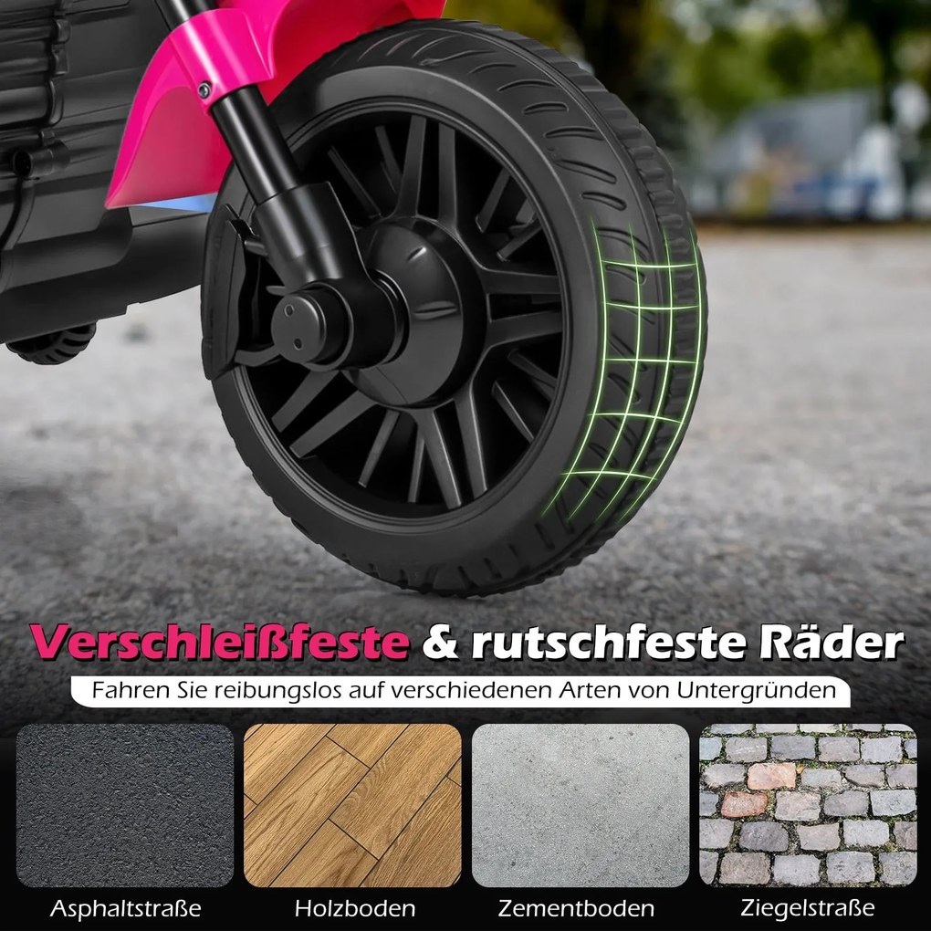 Costway 6 V dětský motocyklový chopper motorka s hudebním světlometem nožním