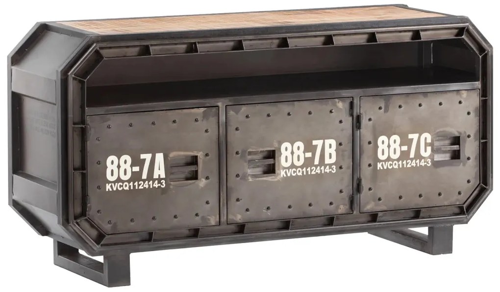 furniture-nabytek.cz - TV stolek Barkston kovový, šedá barva – 160×48×80 cm