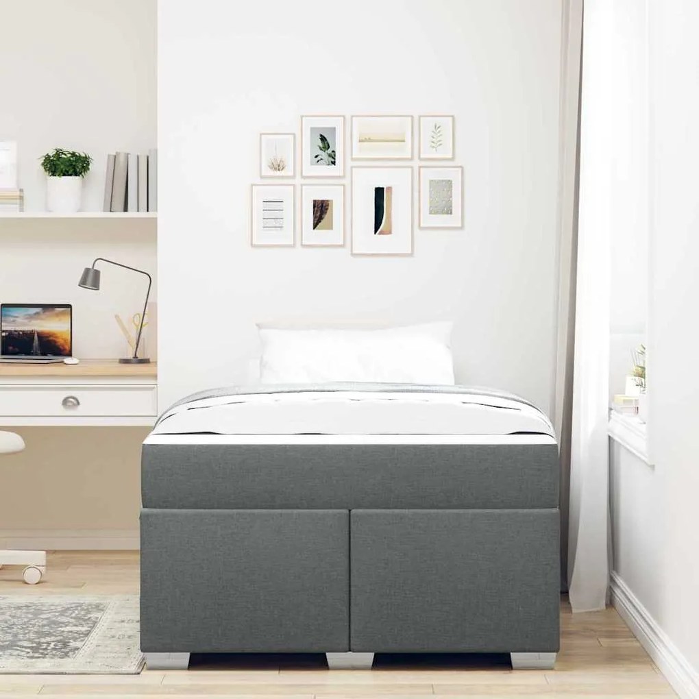 Rám postele s matrací Tmavě šedá 120 x 200 cm textil 3399181