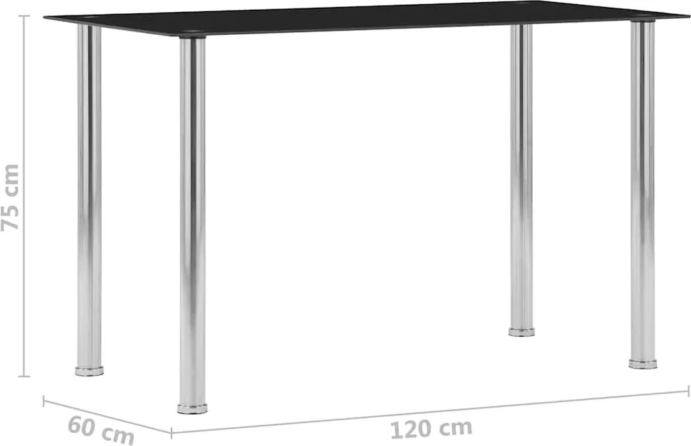 Jídelní stůl černý 120 x 60 x 75 cm tvrzené sklo 281852
