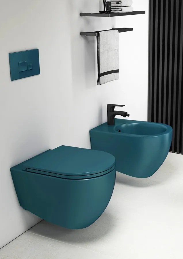 Isvea Isvea, INFINITY závěsná WC mísa, Rimless, 36,5x53cm, matná zelena Petrol, 10NF02005-2P