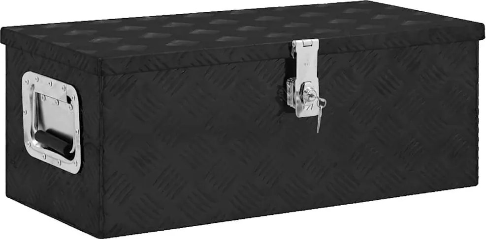 vidaXL Úložný box černý 70 x 31 x 27 cm hliník