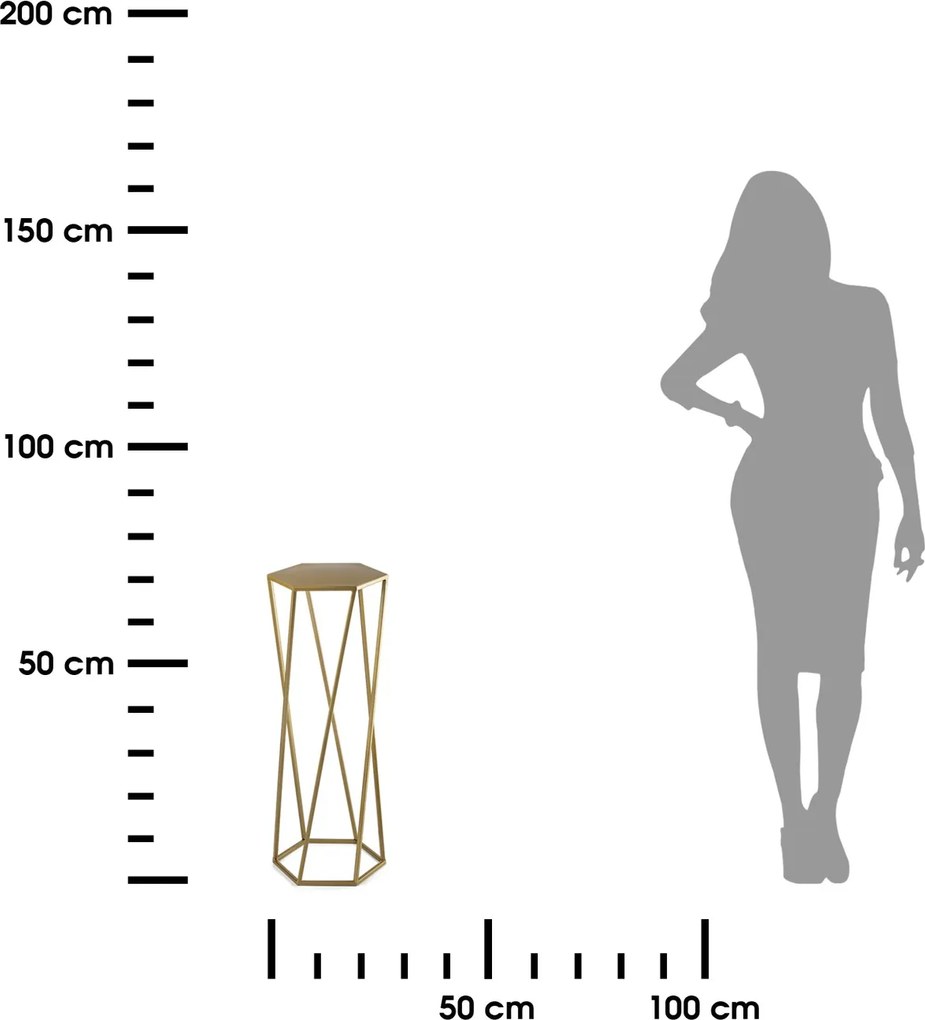 STOJAN NA KVĚTINÁČ HEXAGON 70X24X27 CM ZLATÁ