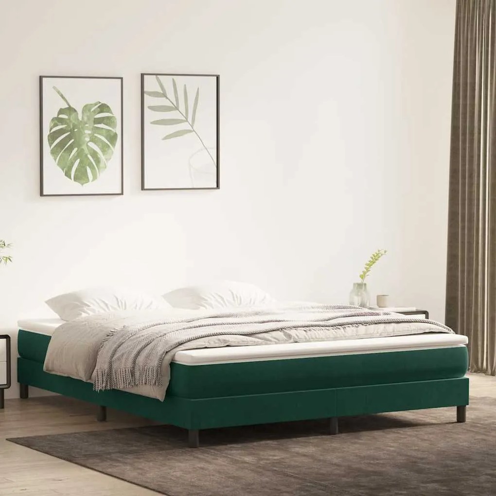 Postel Box Spring bez matrace tmavě zelená 180x210 cm samet 3315840