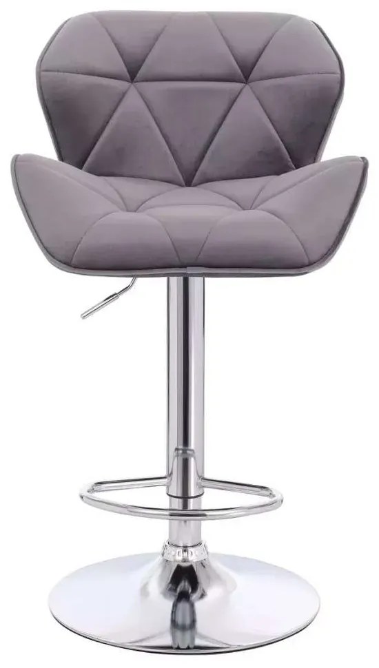 LuxuryForm DESIGN Barová židle MILANO VELUR na stříbrné kulaté podstavě - tmavě šedá