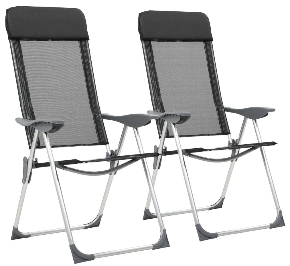 44305 vidaXL Skládací kempingové židle z hliníku 2 ks černé