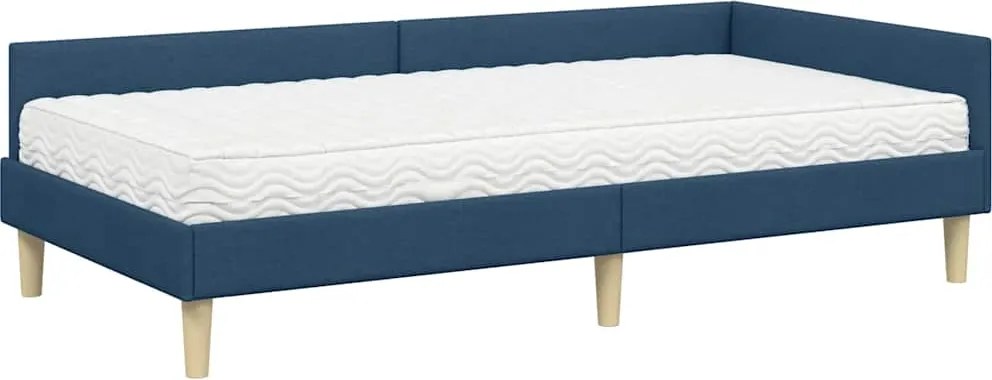 Rohový rám postele s matrací Jiný s čelo 2 ks Modrá textil 3393684